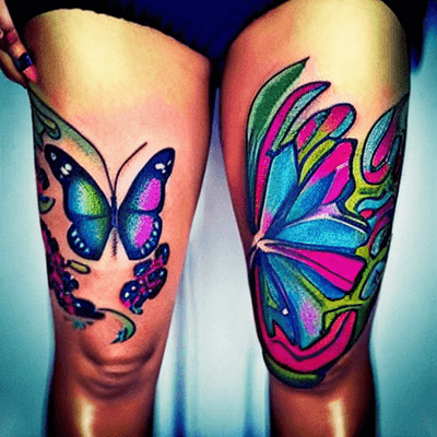 Stunning butterfly tattoo on leg