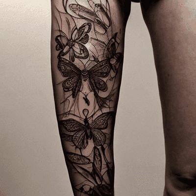 Stylish butterfly tattoo on leg