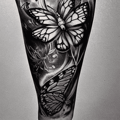 Stunning butterfly tattoo on leg