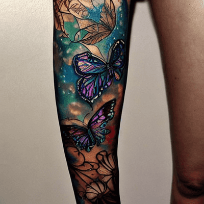 Stunning butterfly tattoo on leg